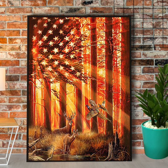 Hunting Deer And Pheasants Vertical Paper Poster No Frame 16 x 24 Inch ...