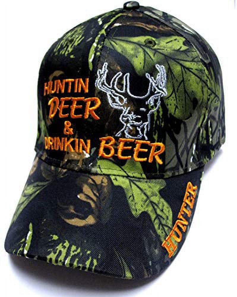 Hunting Deer & Drinking Beer Full Camo Camouflage Hat Cap Hunter ...