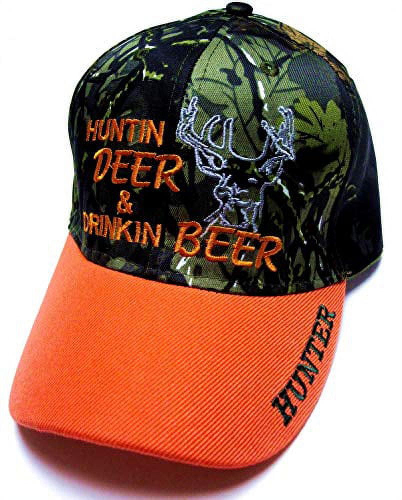 Hunting Deer & Drinking Beer Two Tone Blaze Orange Bill Camo Camouflage ...