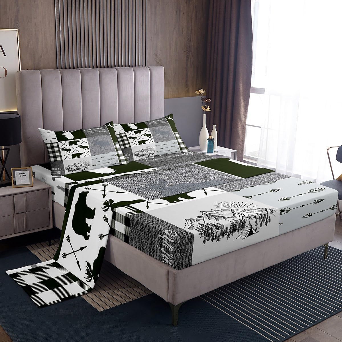 Hunting Deer Sheet Set Full Size, Rustic Camping Bed Sheets For Kids ...