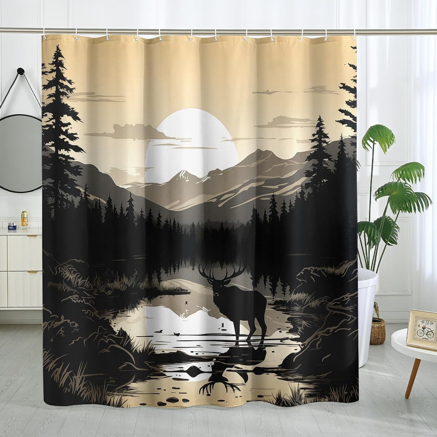 Hunting Deer Shower Curtain Rustic Forest Woodland Shower Curtains ...