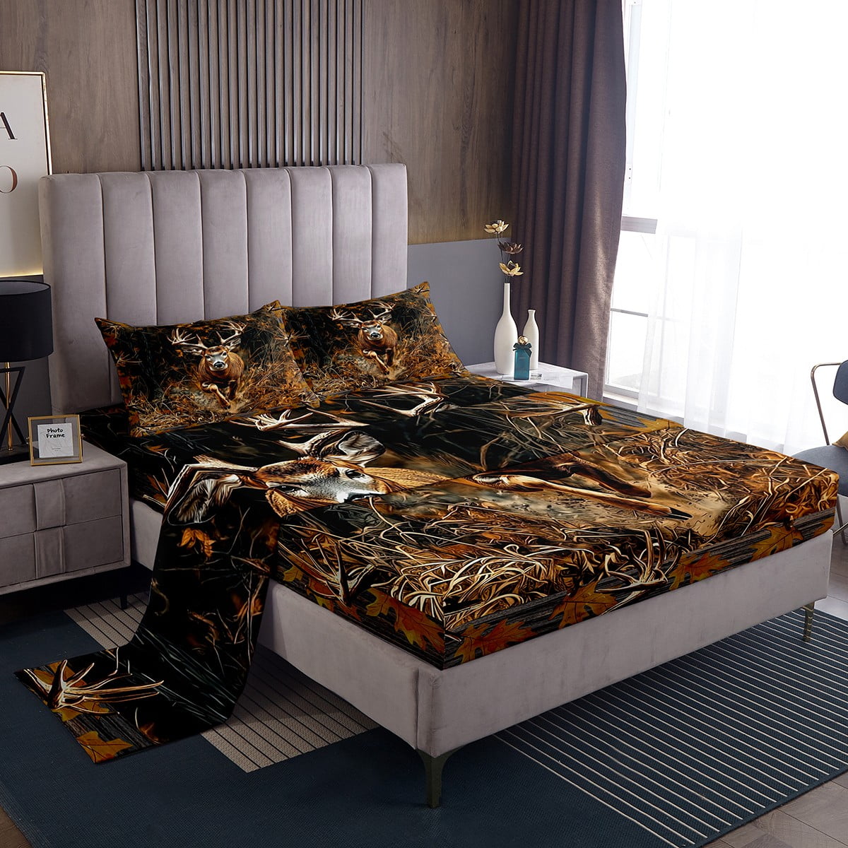 Hunting Deer Twin Sheet Set Deer And Branches Bedding Set For Hunter ...