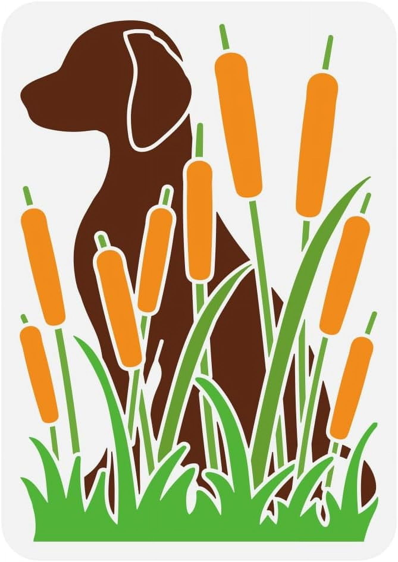 Hunting Dog in Cat Tails Painting Large Stencil 8.3x11.7Inch PET ...