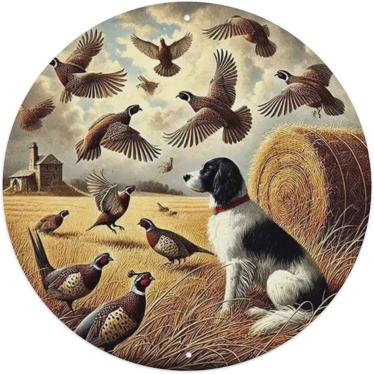 Hunting Dog Startles Flying Pheasants Tin Metal Signs Home Décor 8x8 ...