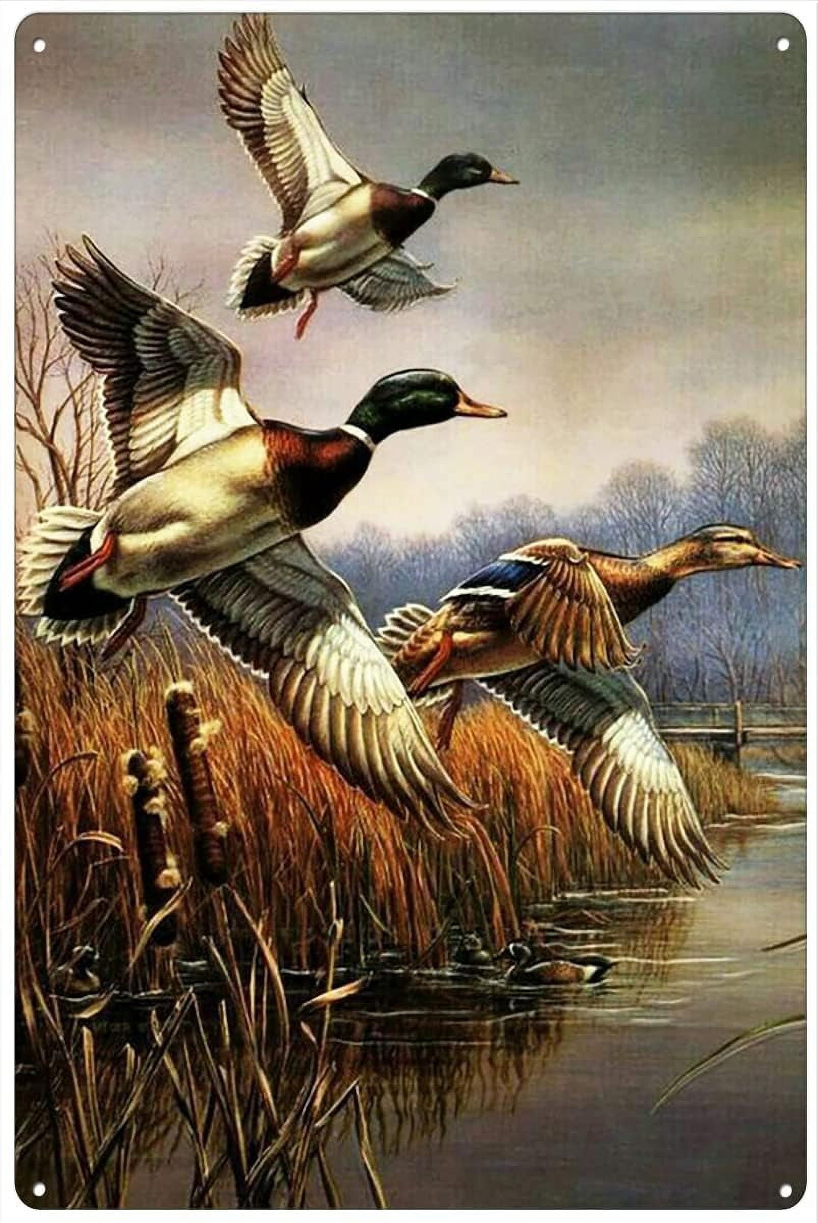 Hunting Duck Antique Tin Sign Rustic Wall Decor Vintage Tin Signs Wall ...