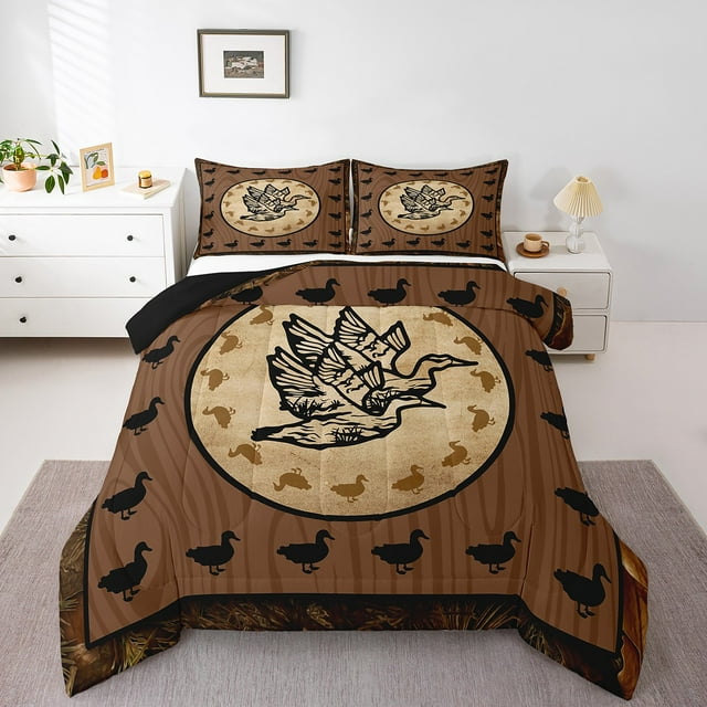Hunting Duck Duvet Insert Full,Mallard Duck Bedding Adults,Rural Wildlife Animal Comforter Set ...