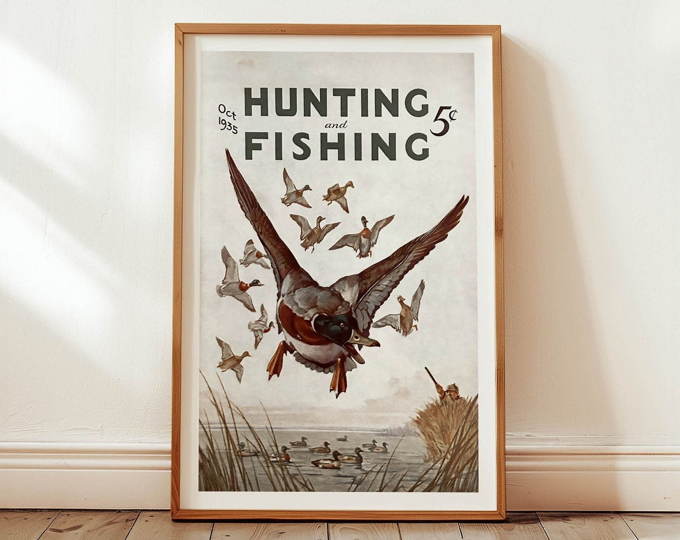 Hunting + Fishing Art Print Vintage Fishing Poster Hunting Gift For Dad ...