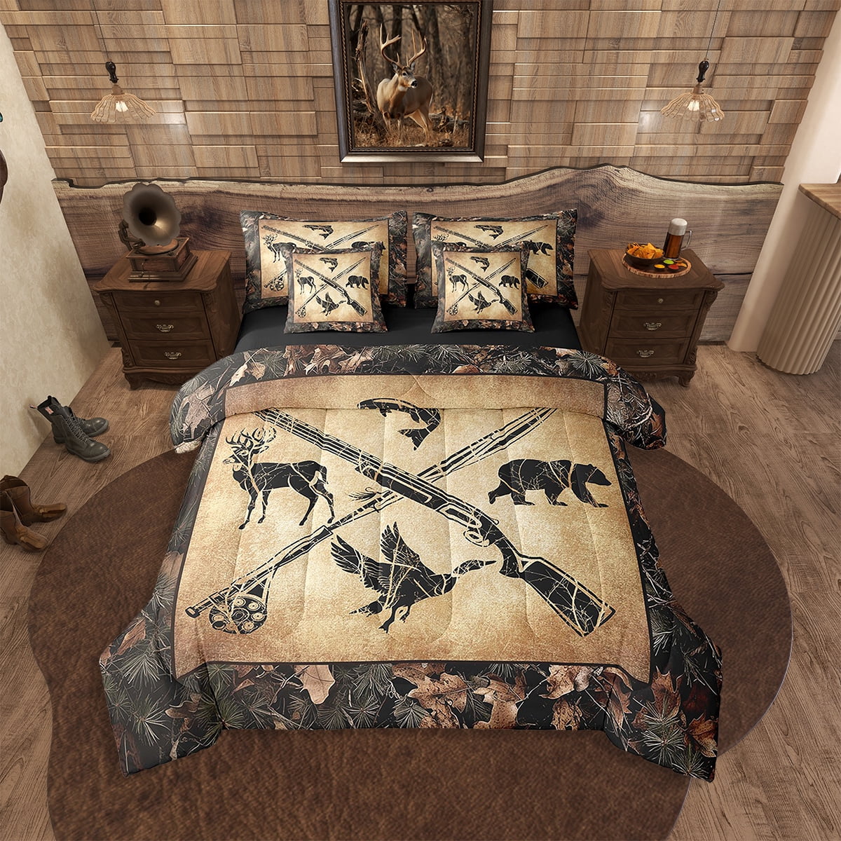 Erosebridal Hunting And Fishing Comforter Set King Tree Camo Bedding ...