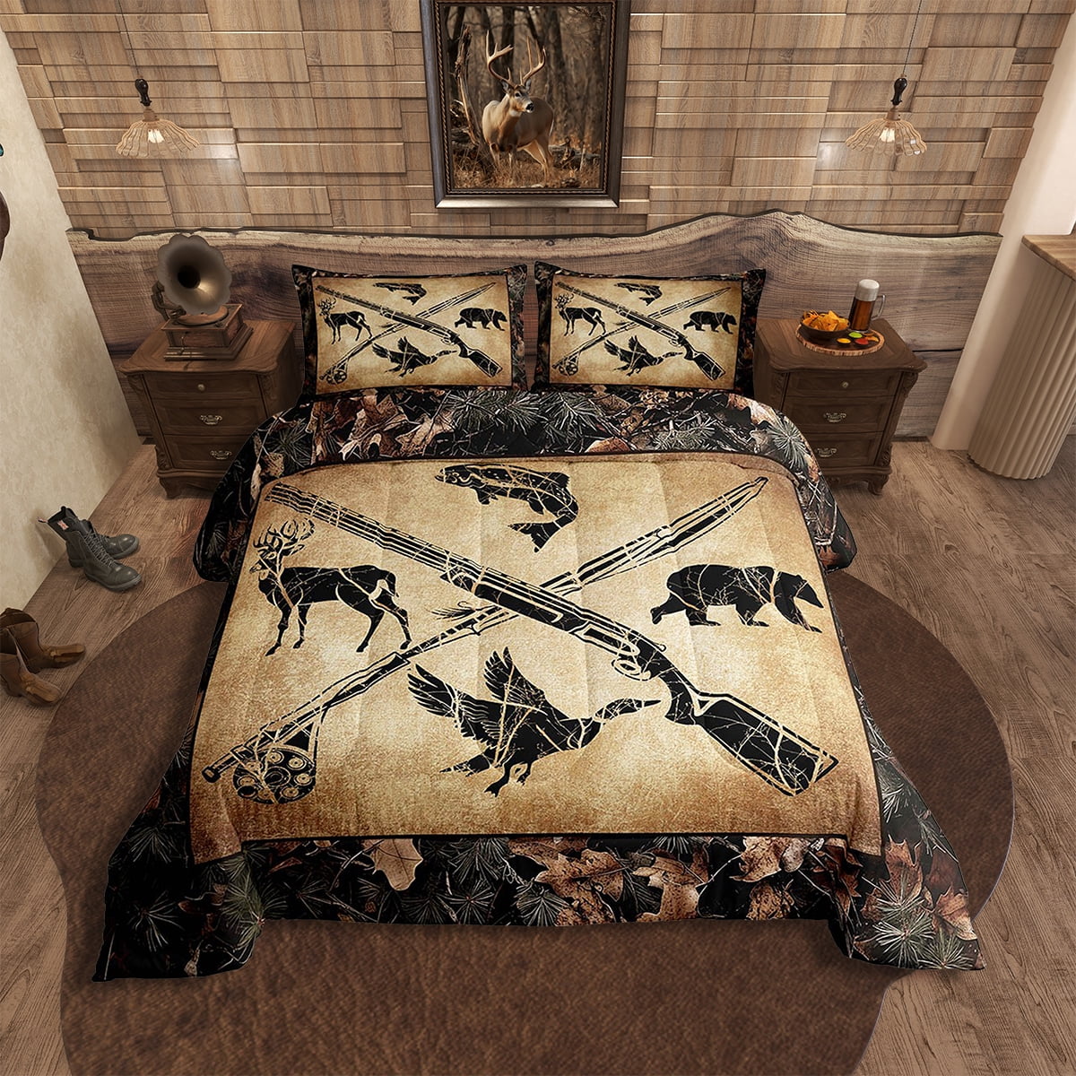 Hunting And Fishing Comforter Set Queen Tree Branch Camo Bedding Set ...