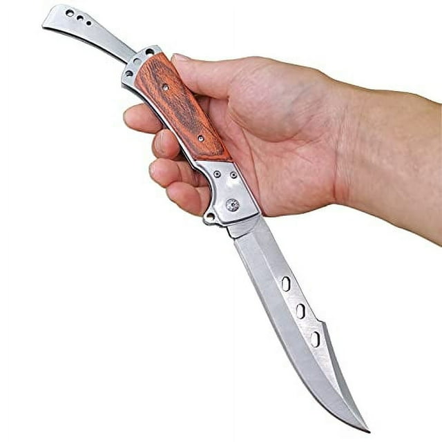 Hunting Folding Knife with Rosewood Handle - Tactical EDC Pocket Knife ...