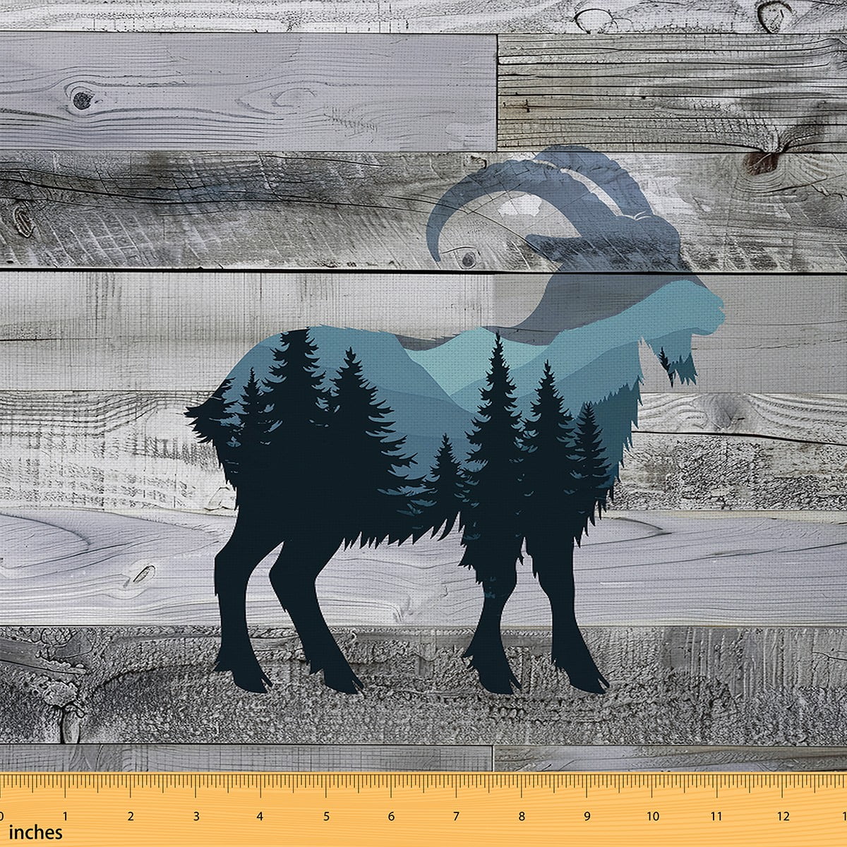 Hunting Goat Fabric By The Yard, Wildlife Rustic Animals Craft ...