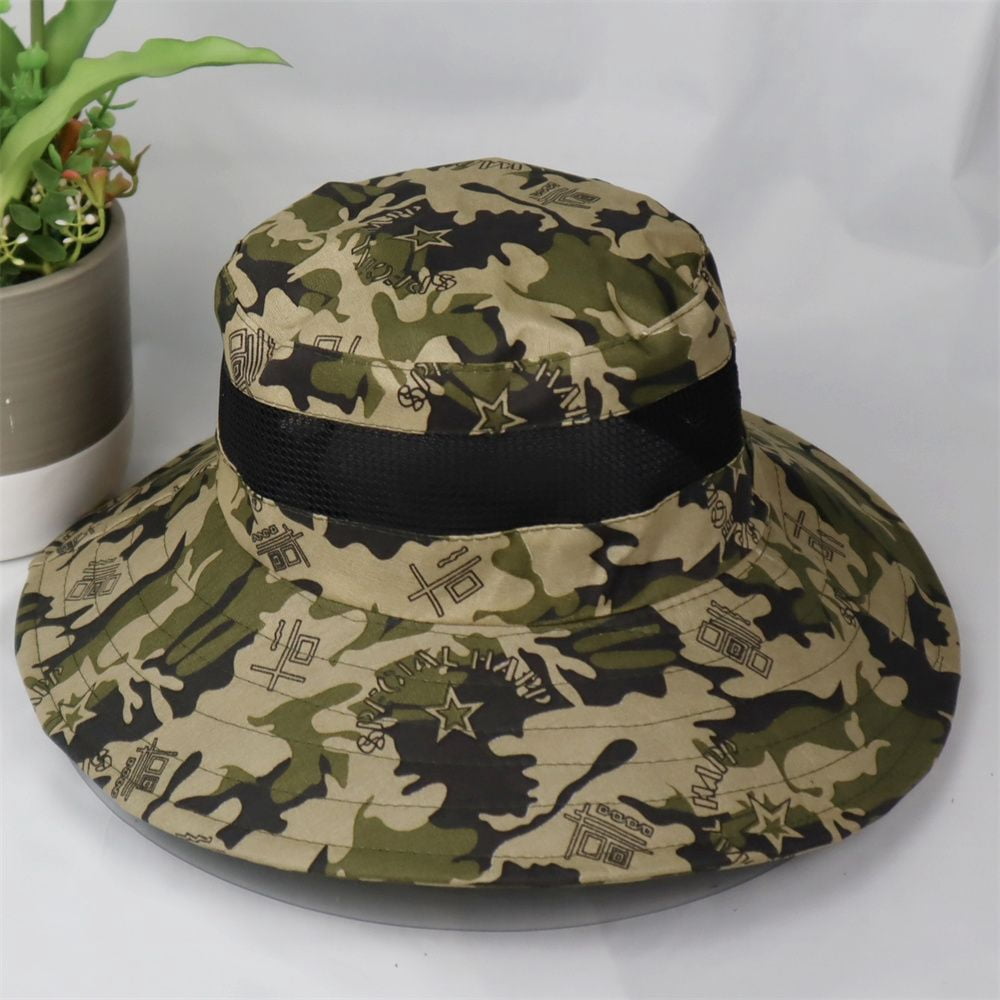 Hunting Hiking Men Wide Brim Camping Outdoor Camo Sun Caps Panama Cap ...