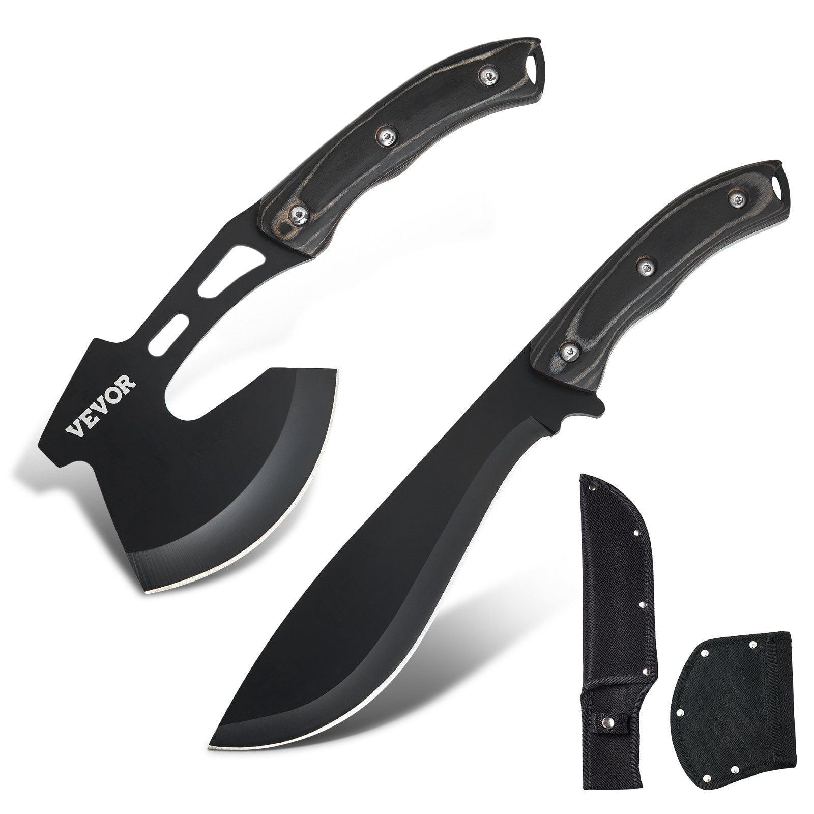 Hunting Knife and Hatchet Axe Combo Set Sheath Fixed Blade Knife ...