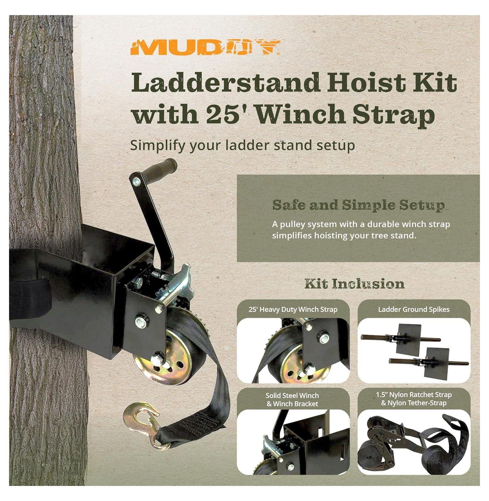 Hunting Ladderstand Tree Stand Installation Hoist Kit with 25 Foot ...