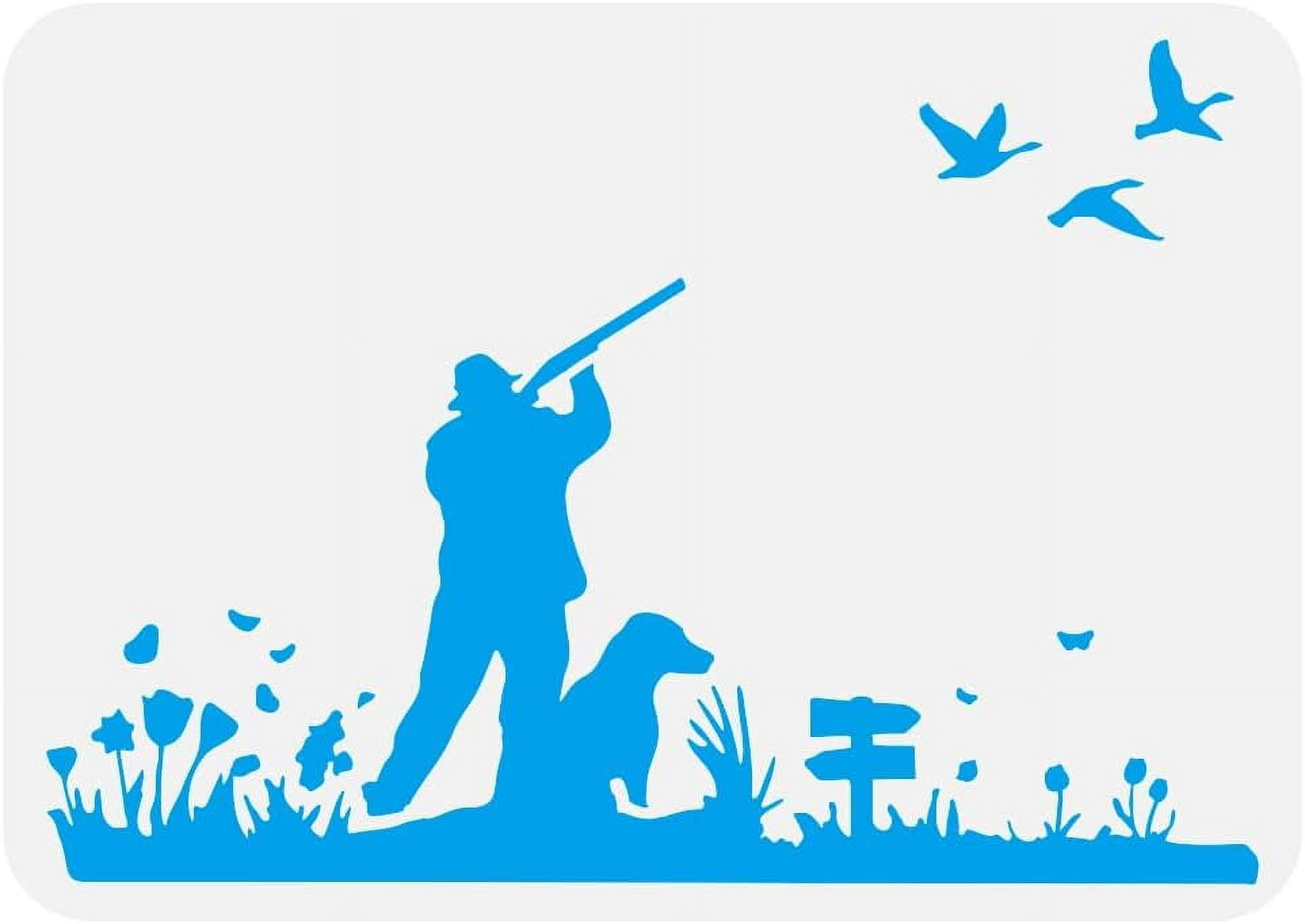 Hunting Large Stencil 8.3x11.7" Forest Hunter Swallows Stencils Flower ...