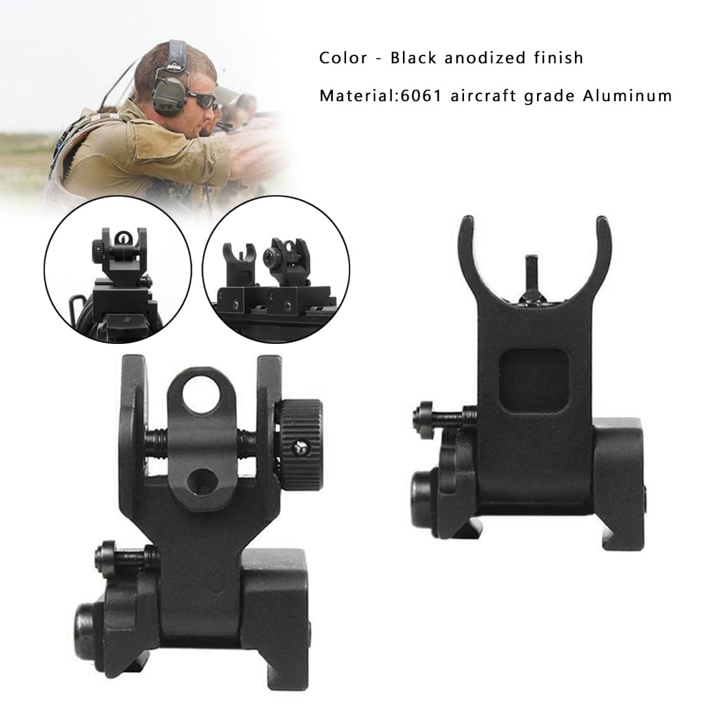 Hunting Metal Low Profile Flip-up Folding Back Iron Sights Front & Rear ...