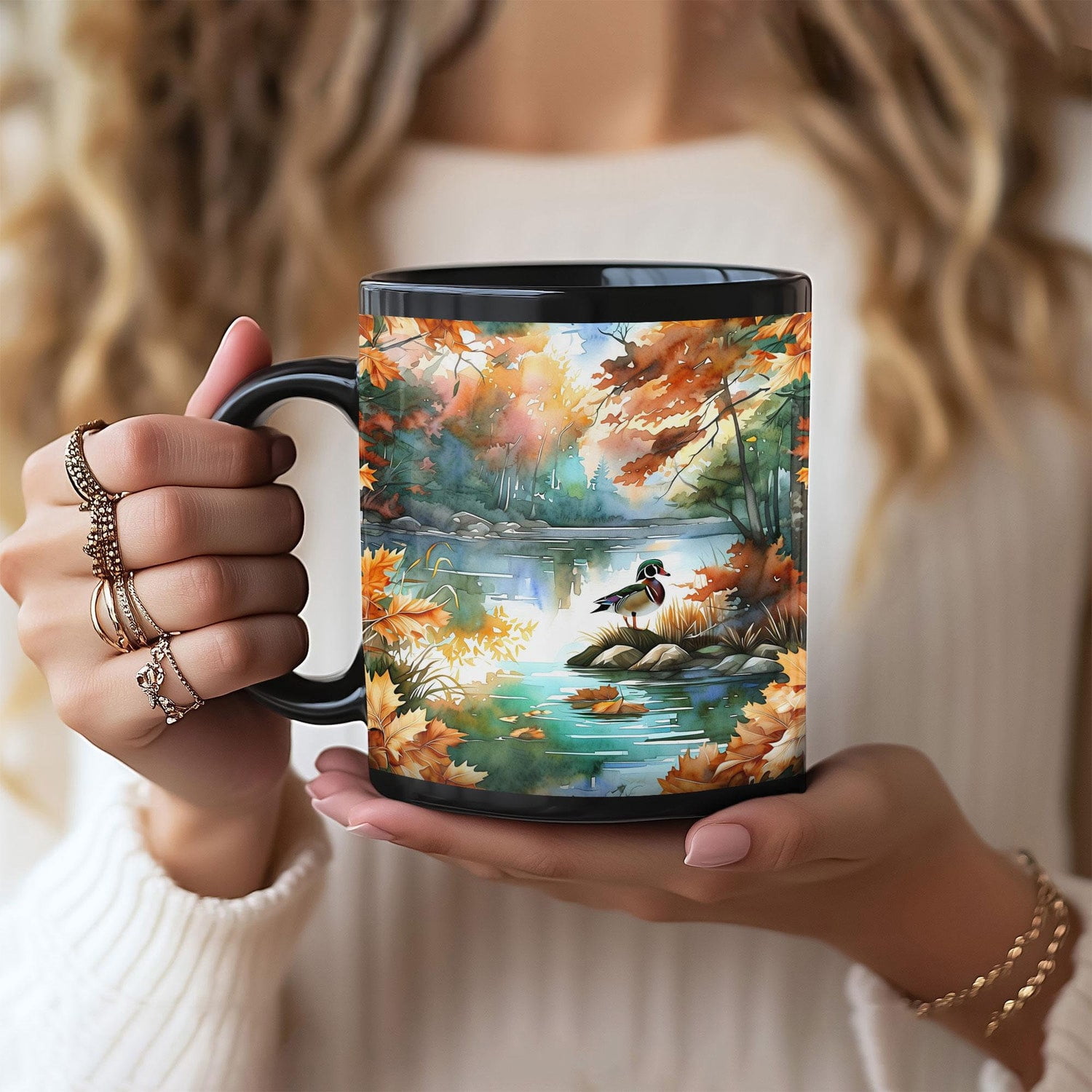 Hunting Mug, Fall Trees, Duck Hunter Coffee Cup, Outdoor Wildlife Tea ...