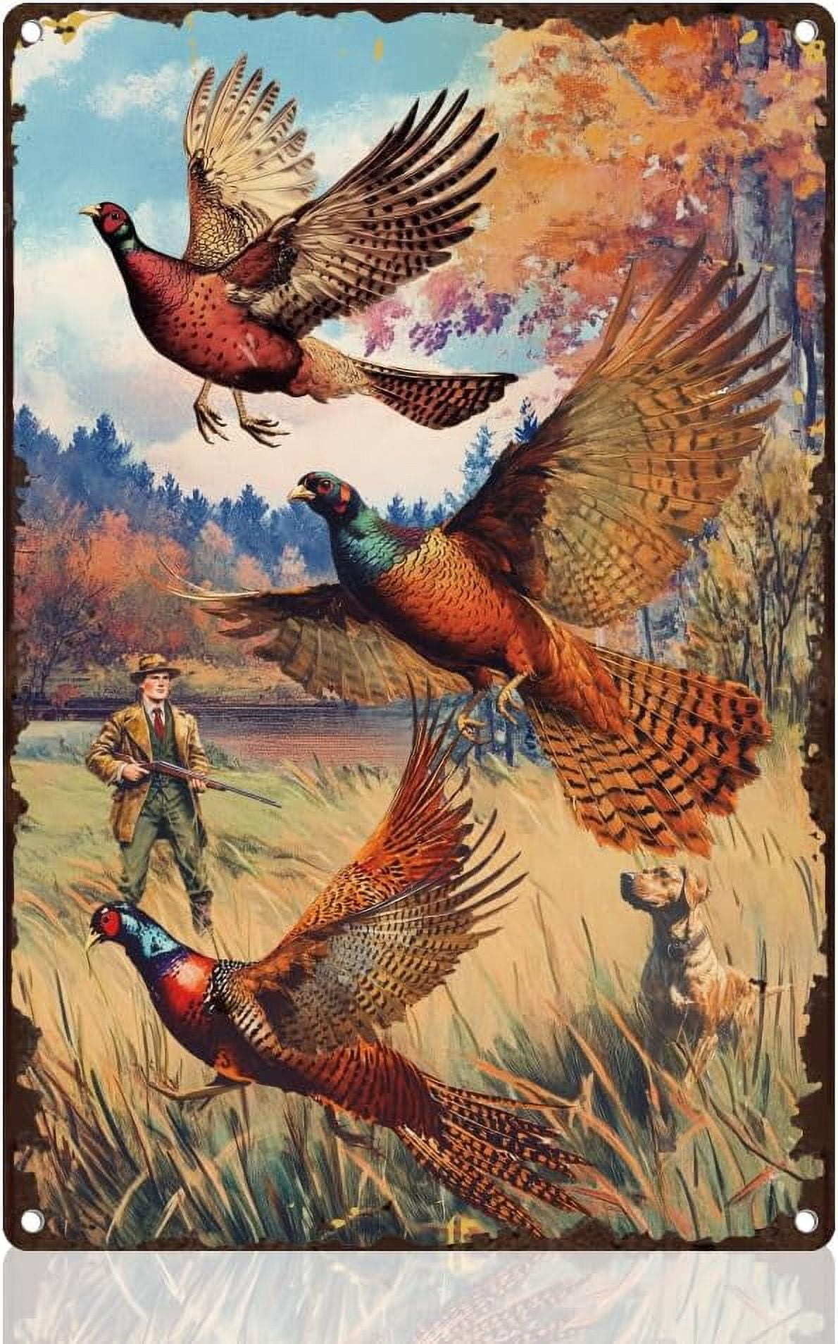 Hunting Pheasants Retro Wall Decor Metal Tin Sign 8" x 12" Hunter ...