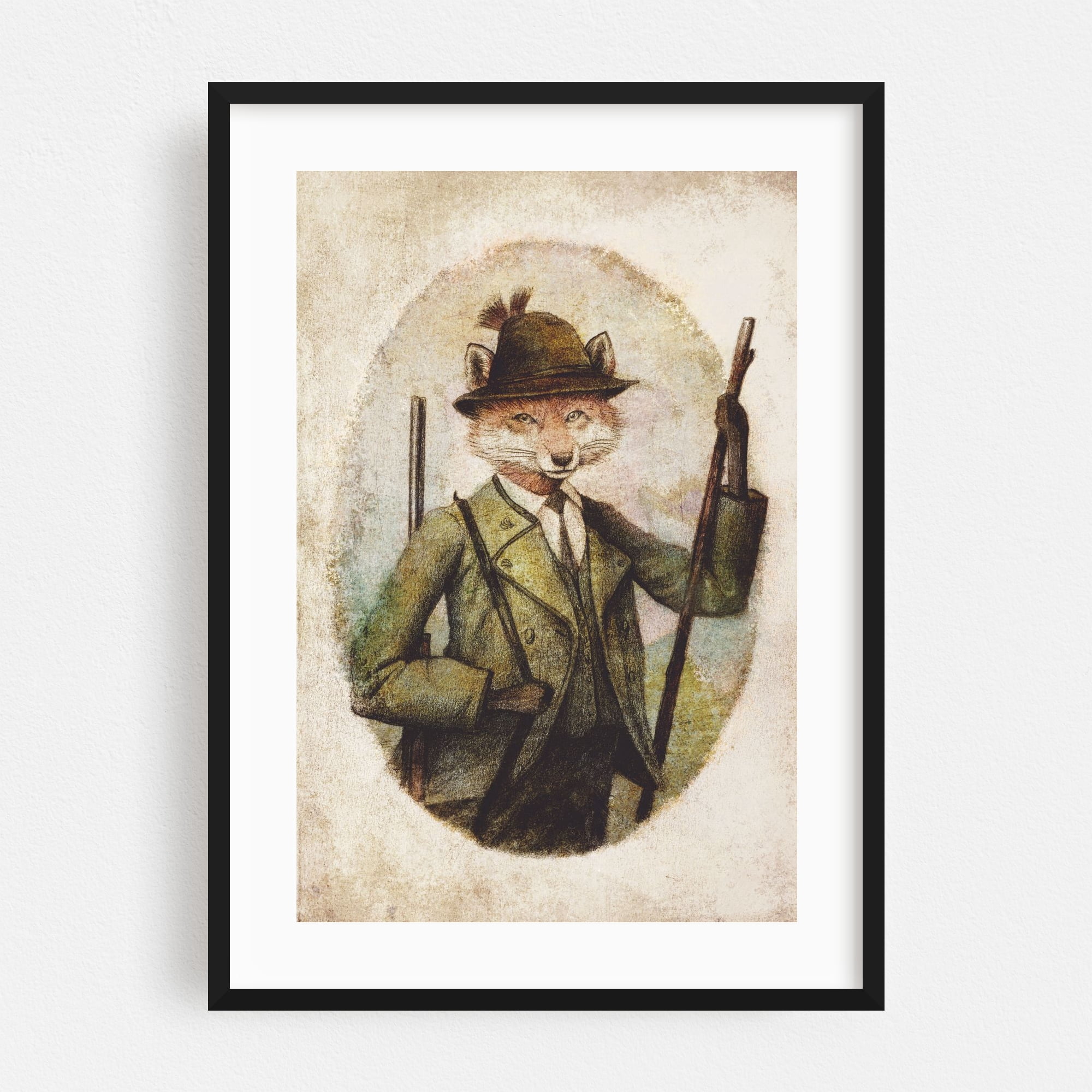 Hunting Season - Drawing Surrealism Humor Vintage Fantasy Retro Black ...