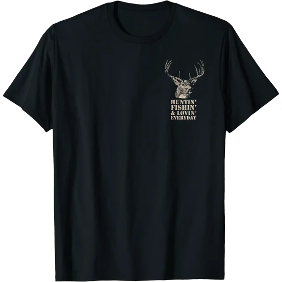 Hunting and Fishing American Flag (Design on Front and Back) T-Shirt ...