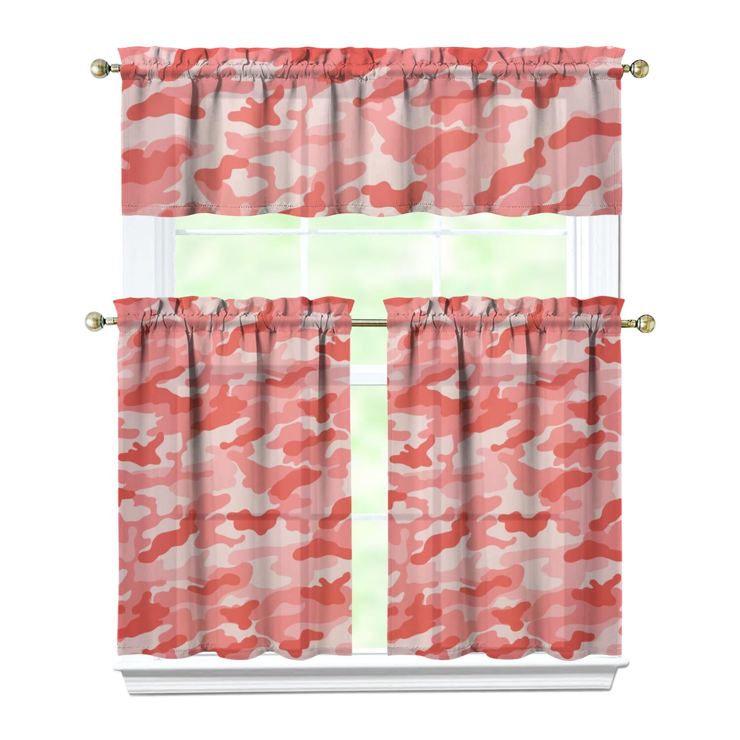 Hunting camo Kitchen Curtains Set Tier and Valance, Camouflage Camo ...