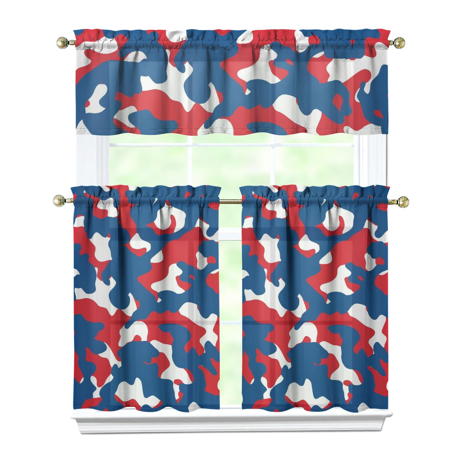 Hunting camo Kitchen Curtains Set Tier and Valance, Camouflage Camo ...