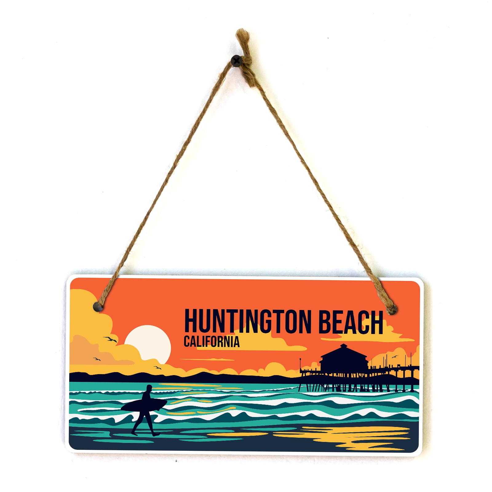 Huntington Beach, California 5x10 Hanging Plus Wall or Door Sign ...