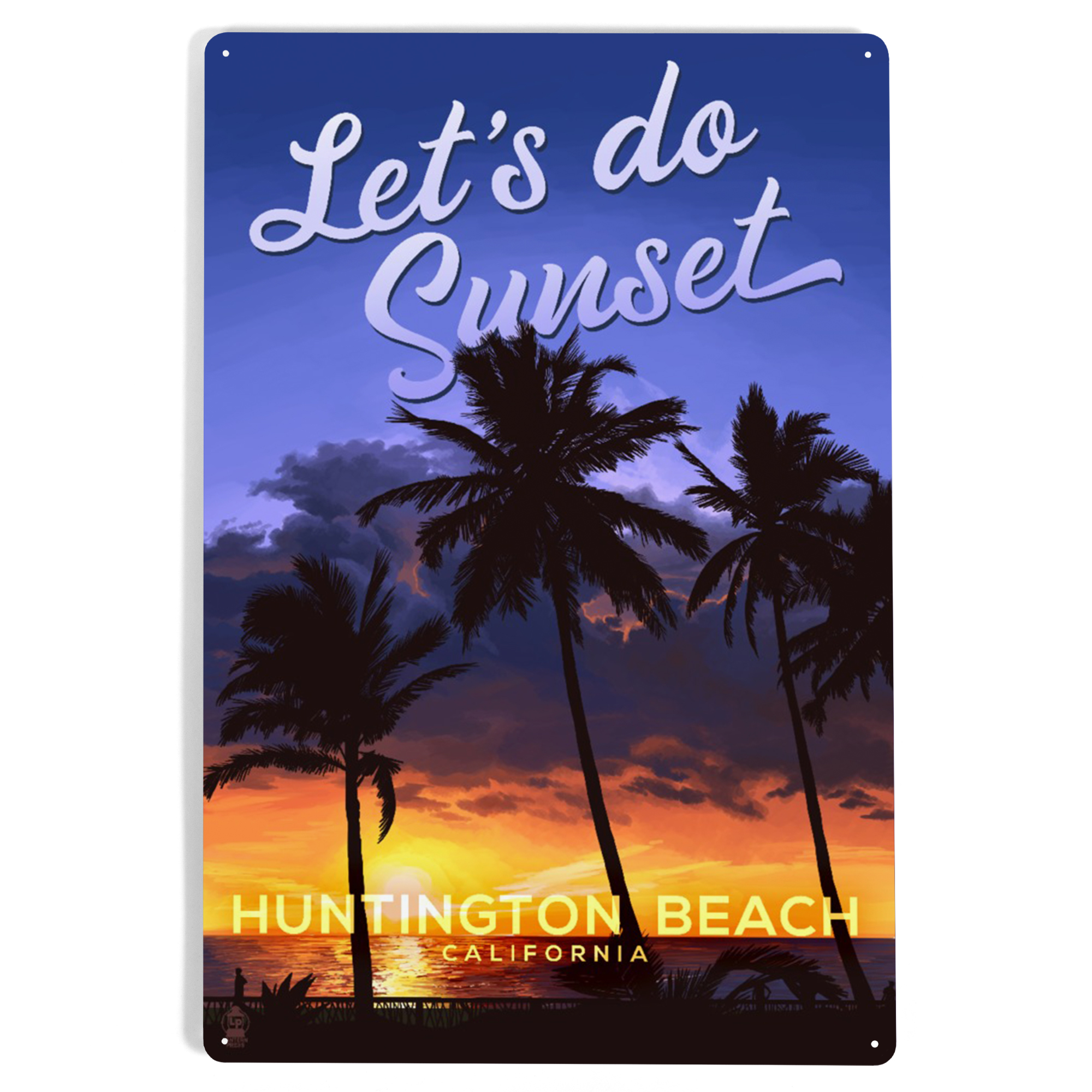 Huntington Beach, California, Palms and Sunset, Let's Do Sunset (12x18 ...