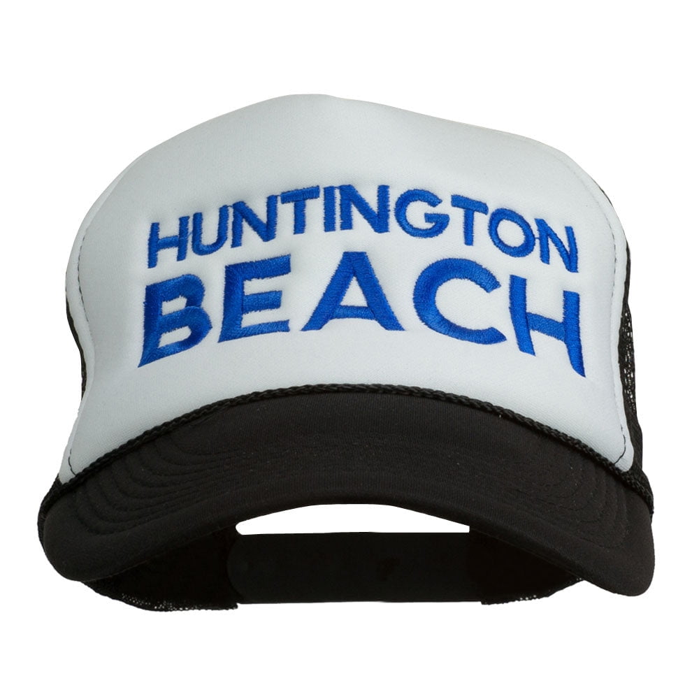 Huntington Beach Embroidered Foam Mesh Back Cap - Black White OSFM ...