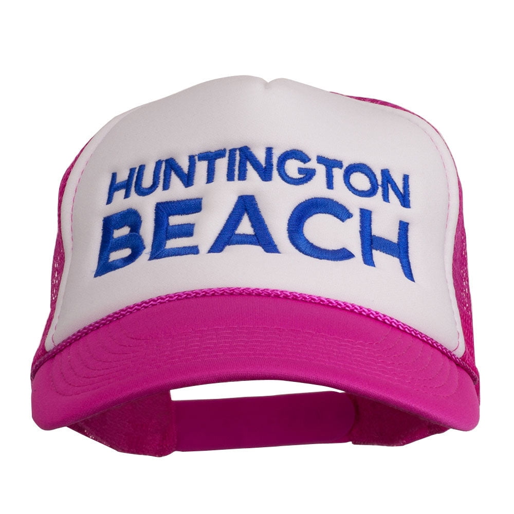 Huntington Beach Embroidered Foam Mesh Back Cap - Hot Pink White OSFM ...