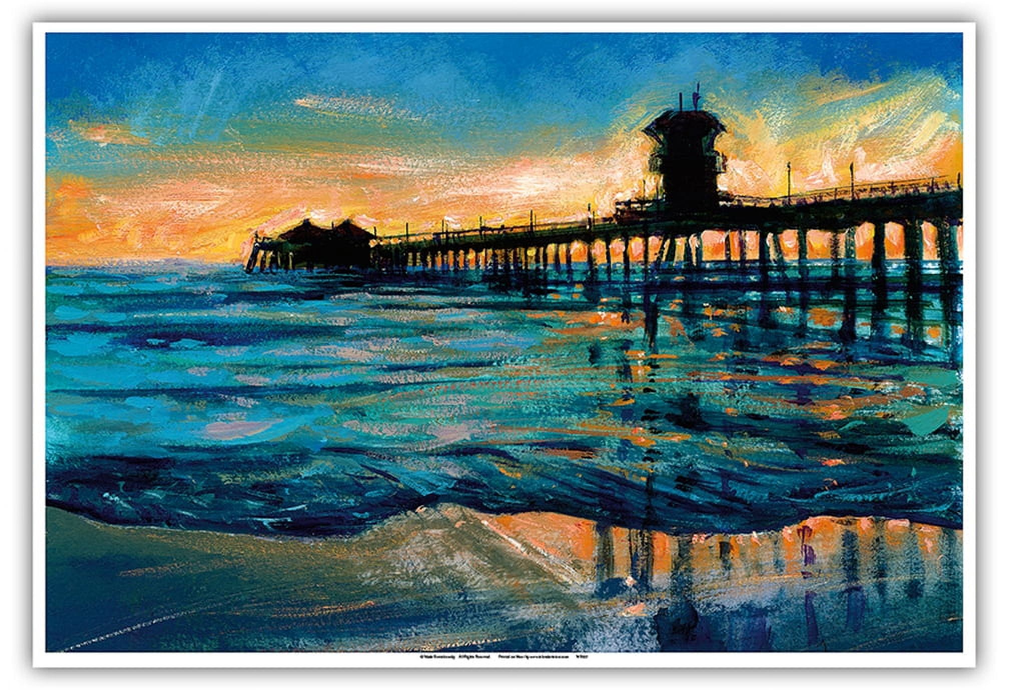 Huntington Beach Pier California - From an Original Color Painting by ...