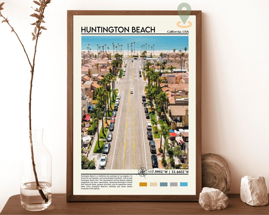 Huntington Beach Print, Huntington Beach Poster, Huntington Beach Wall Art, Huntington Beach ...
