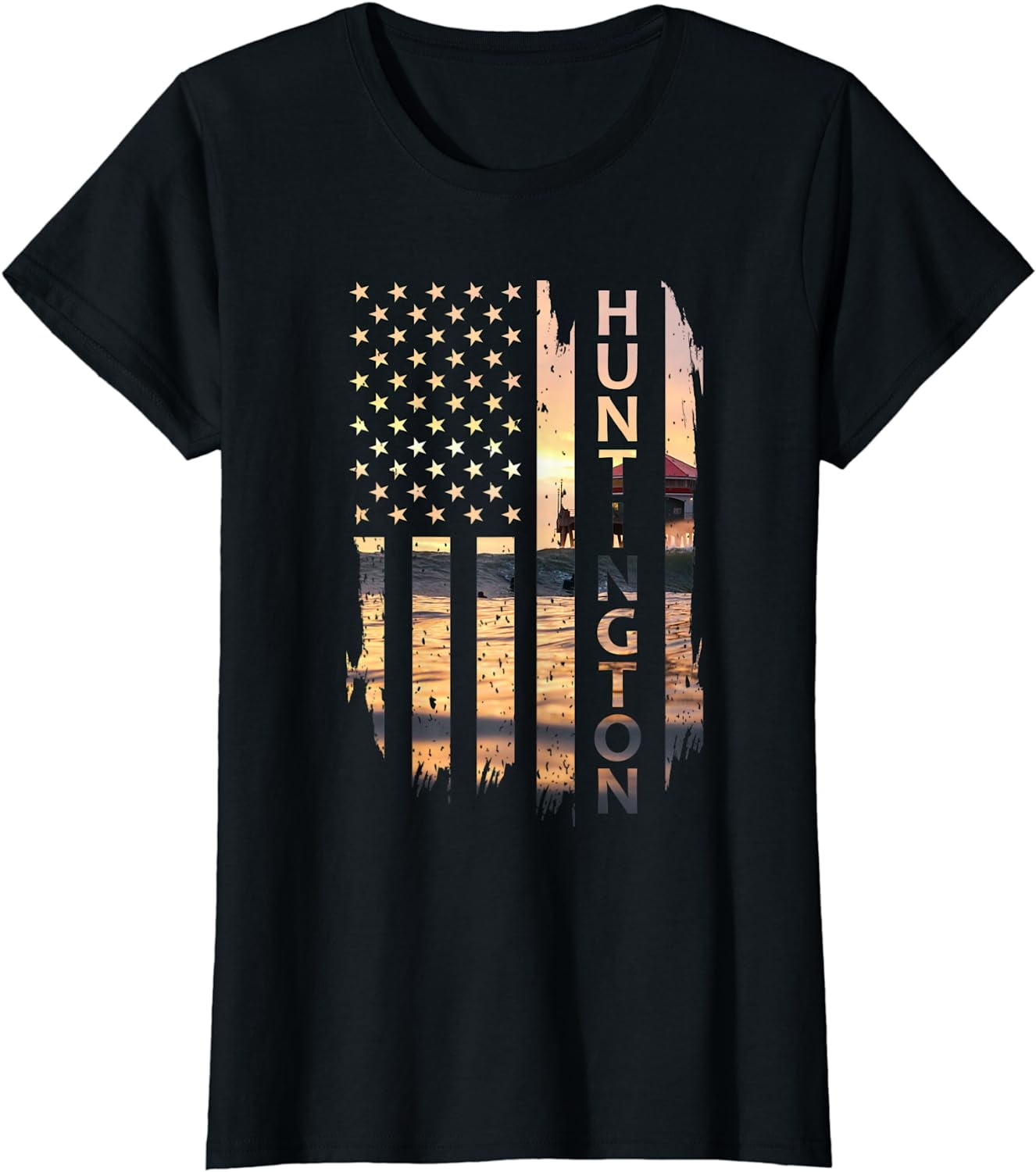 Huntington Beach Summer Sunset American Flag T-Shirt - Walmart.com