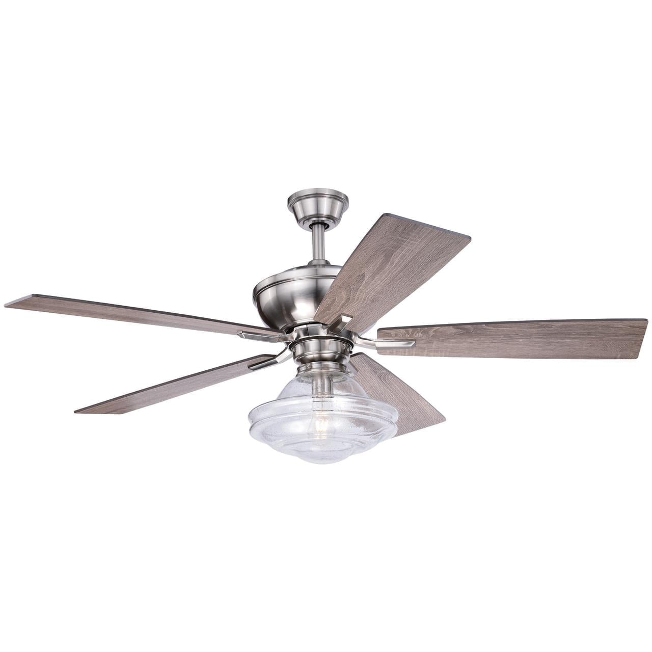 Huntley 52-in. Satin Nickel Farmhouse Indoor Ceiling Fan with ...