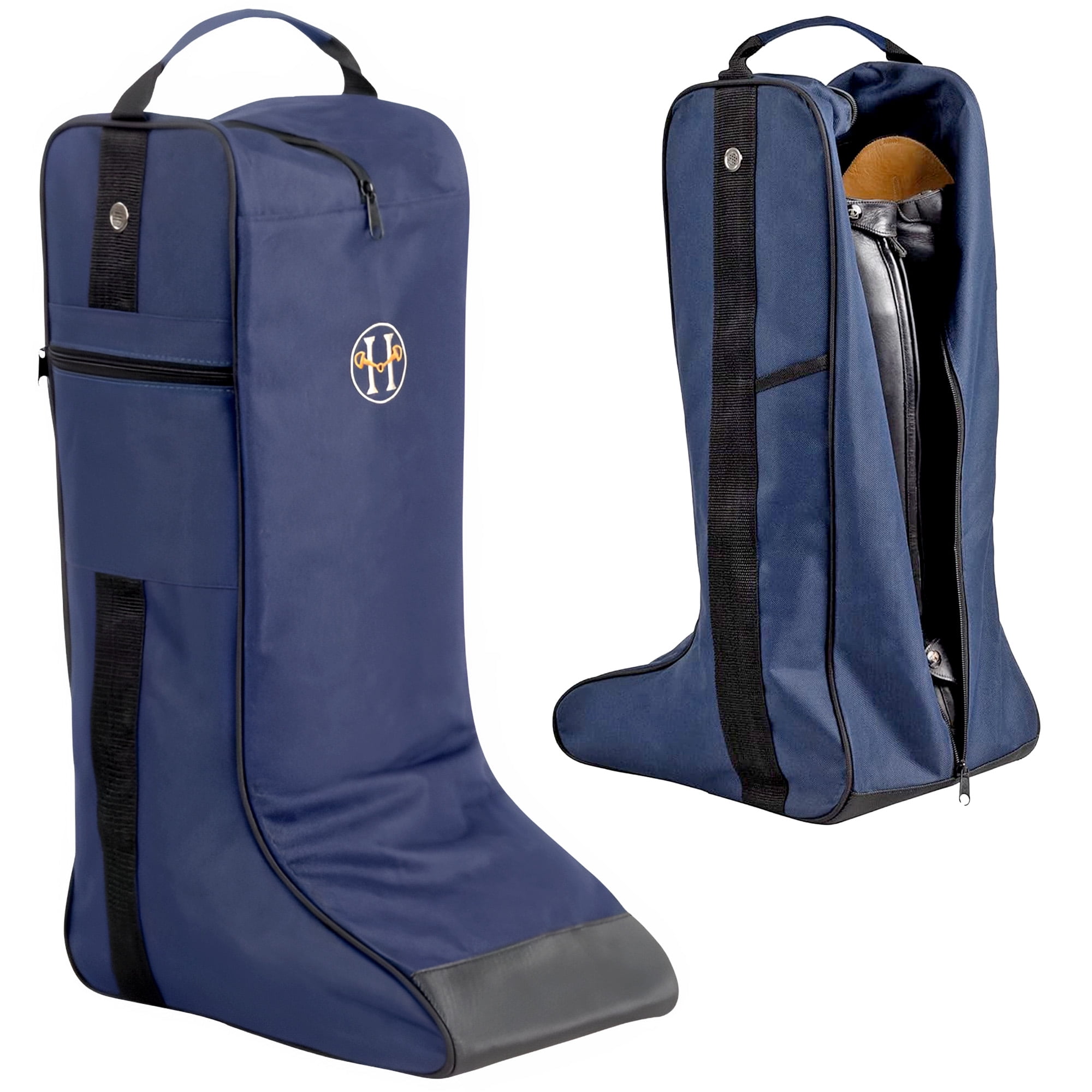 Huntley Equestrian Tall Riding Boot Bag, Horse Riding Boots Storage Protection Zipper Bag-Navy ...