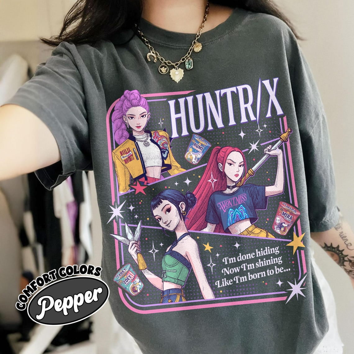 Huntrix Demon Hunters Shirt Comfort Colors, Huntrix Girls TShirt, Mira ...