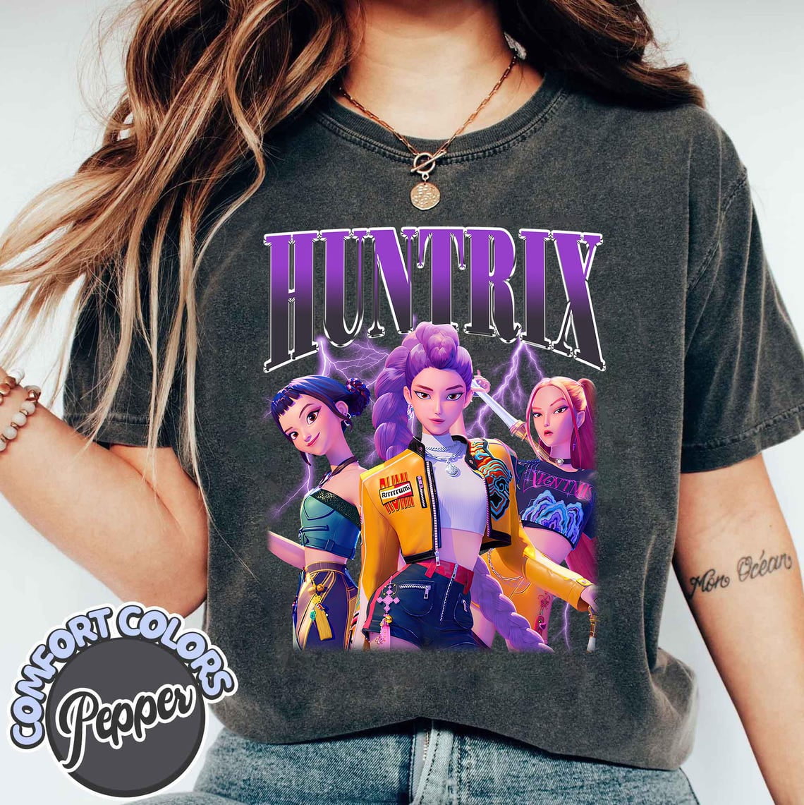 Huntrix Girls Comfort Colors Shirt – Kpop Demon Hunters Tee Featuring ...