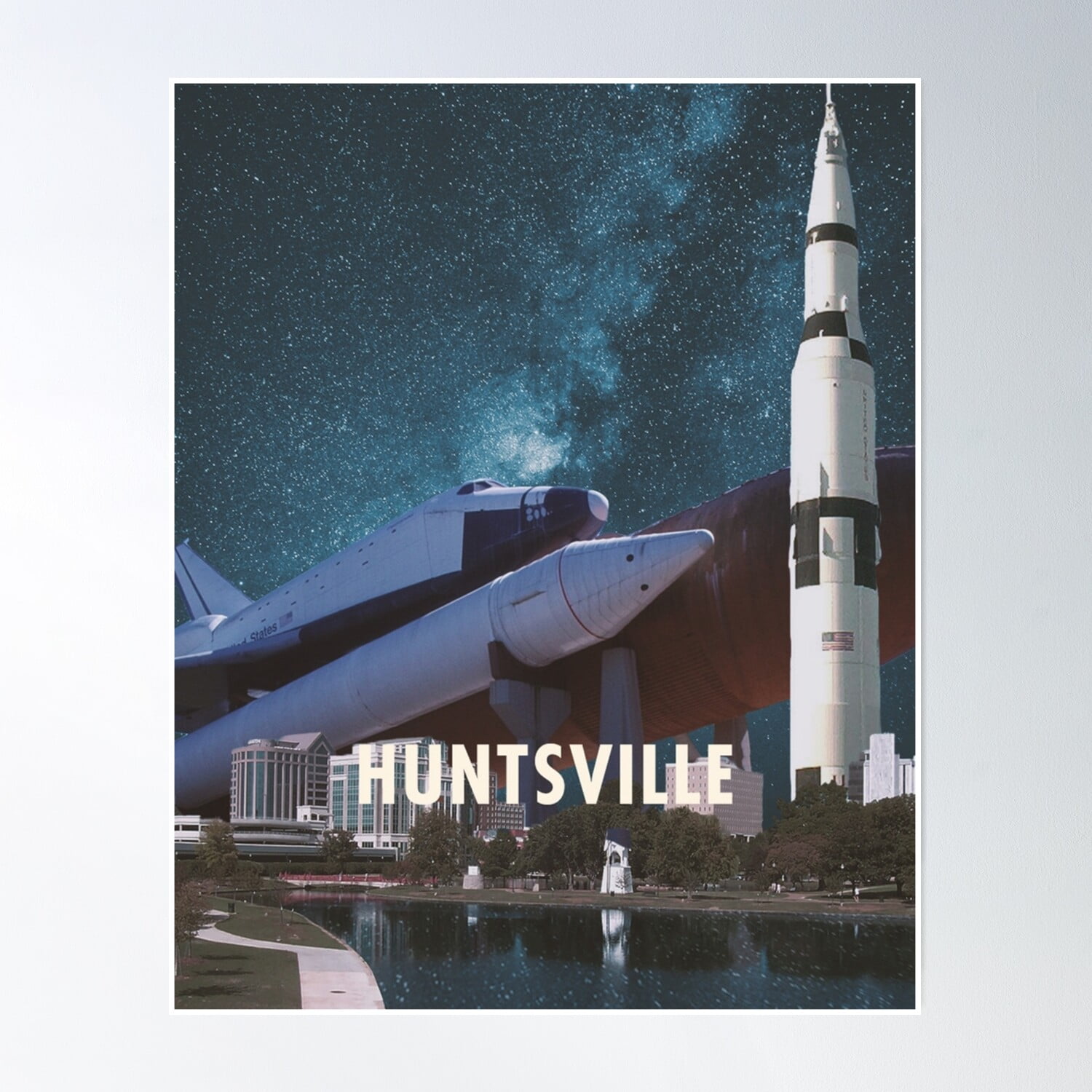 Huntsville Alabama "Rocket City" Collage Poster Wall Art, Modern Wall ...