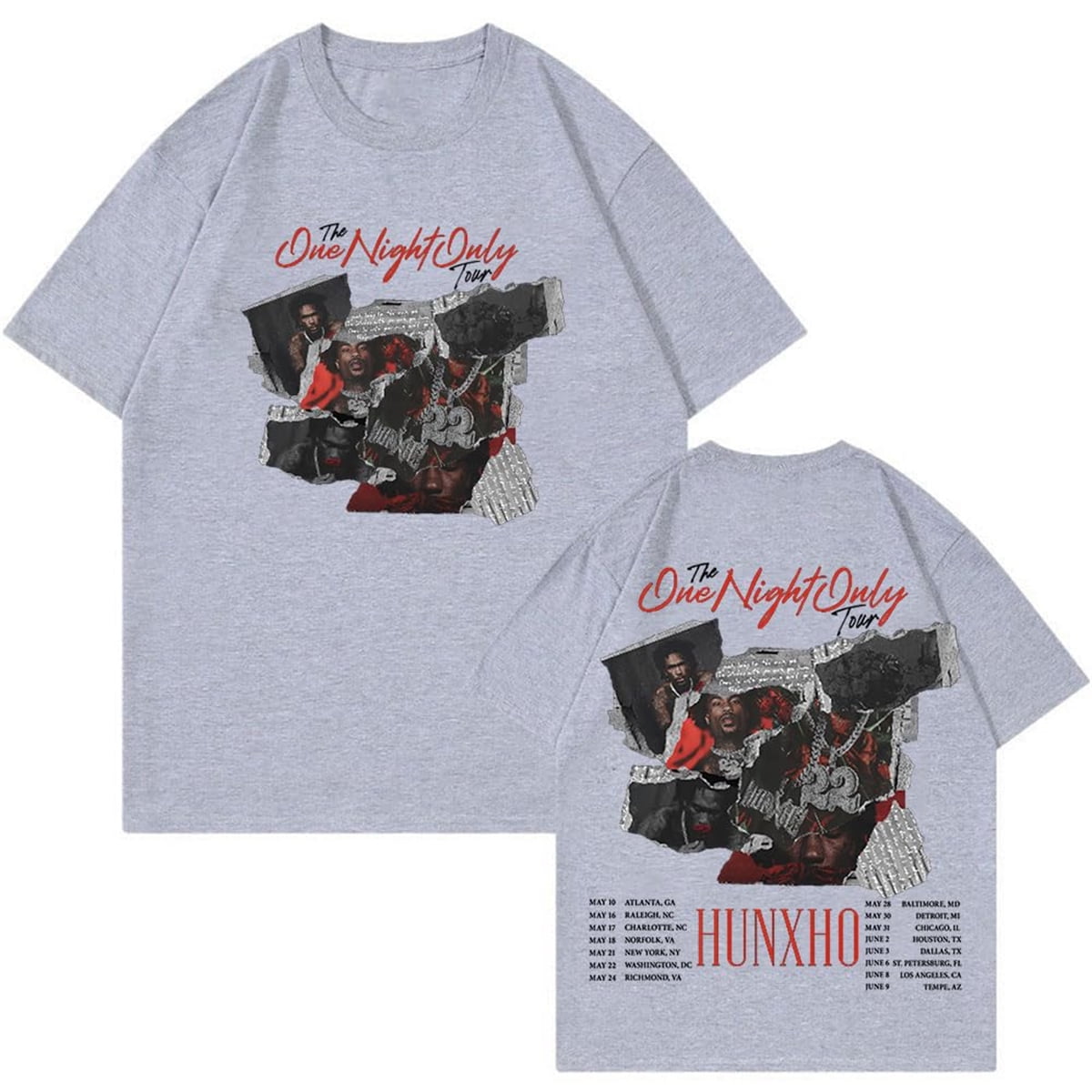 Hunxho The One Night Only Tour T-Shirt 2024 Crewneck Short Sleeve Tee ...