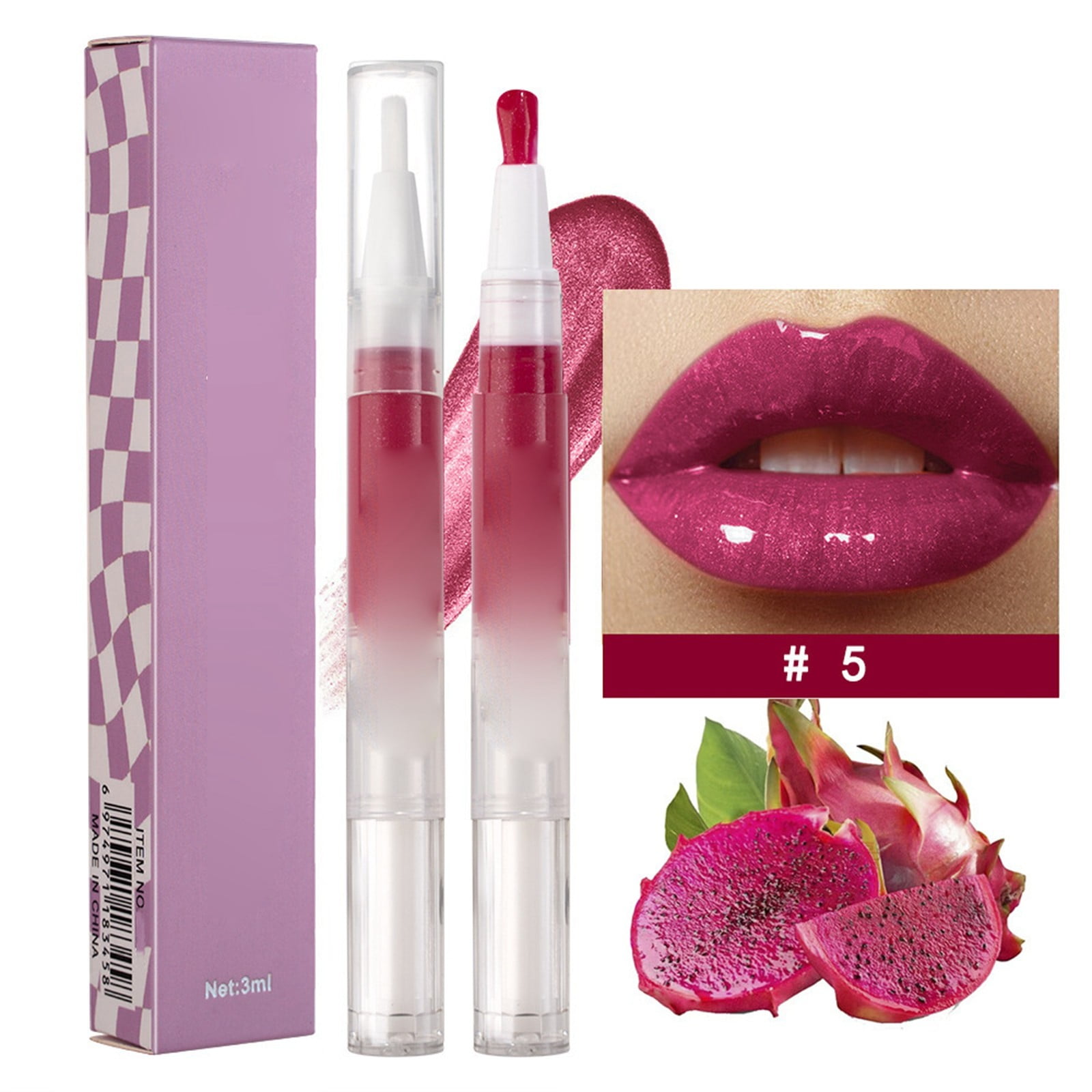Hunyinhhh 6 Color Fruit Lip Gloss With High Shine And Lip Care Finish ...