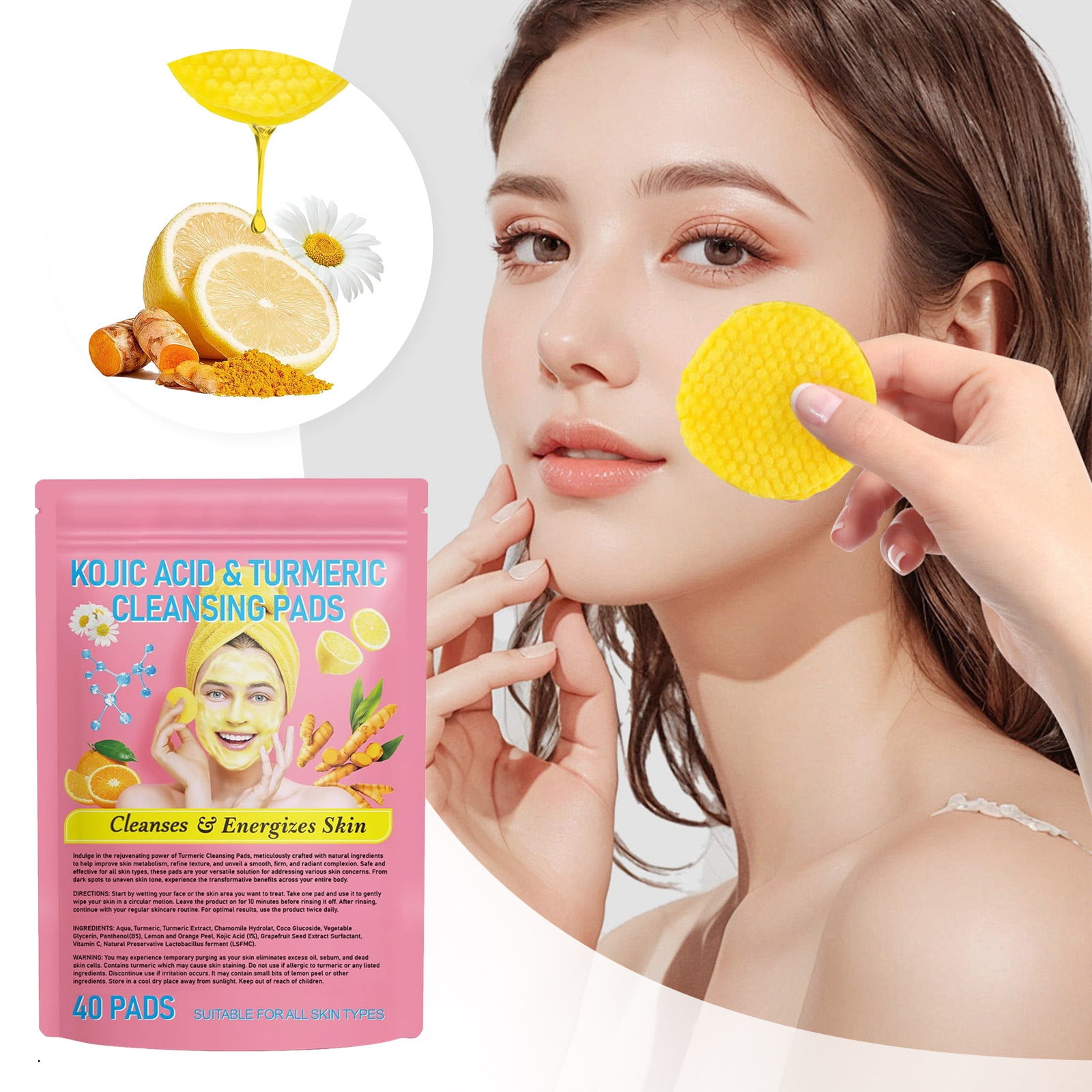 Hunyinhhh Cleansing Pads Cleansing Pads 1 X 40PcsTurmeric Exfoliating ...