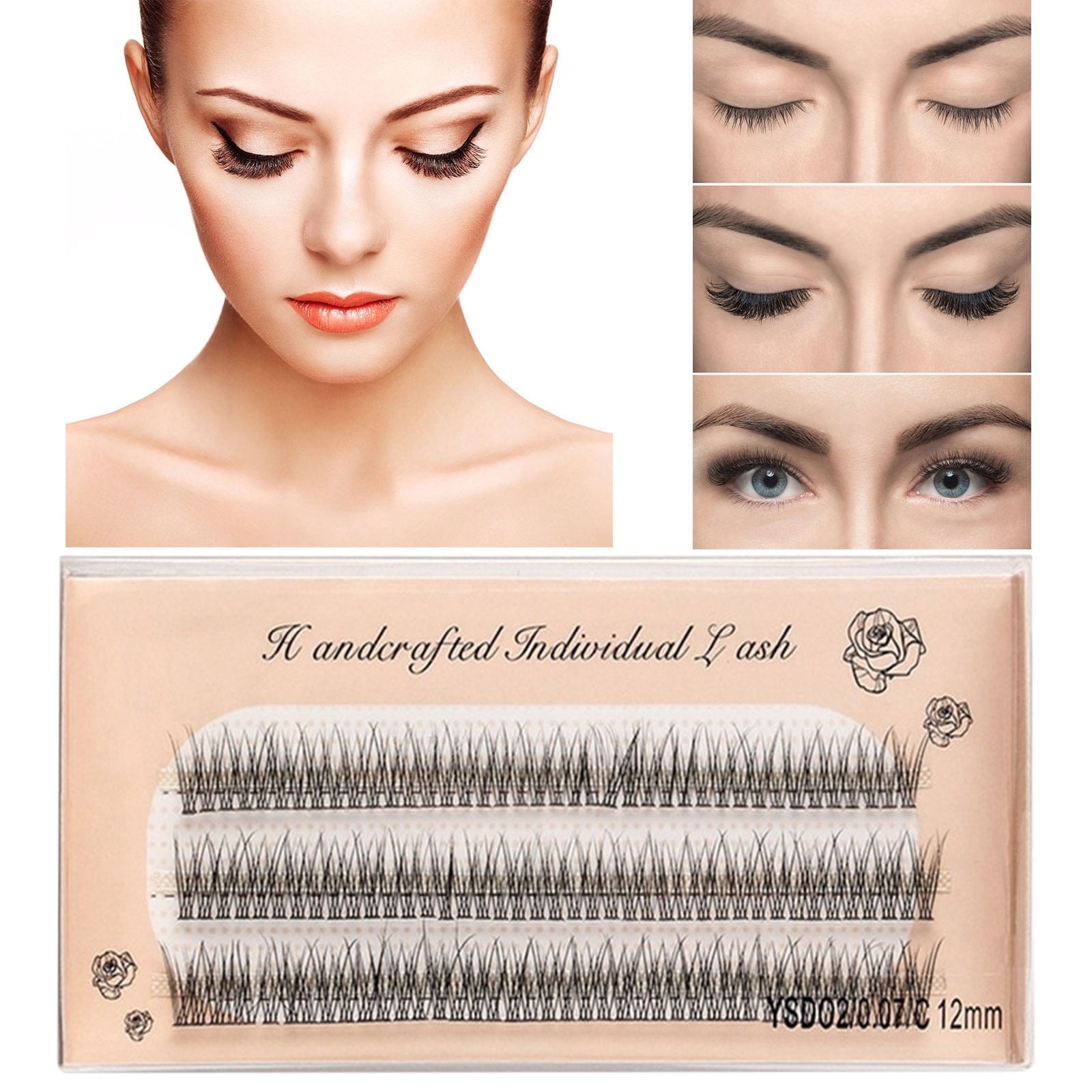 Hunyinhhh False Eyelashes Personal Eyelashes 100 Tuft Natural Lash ...