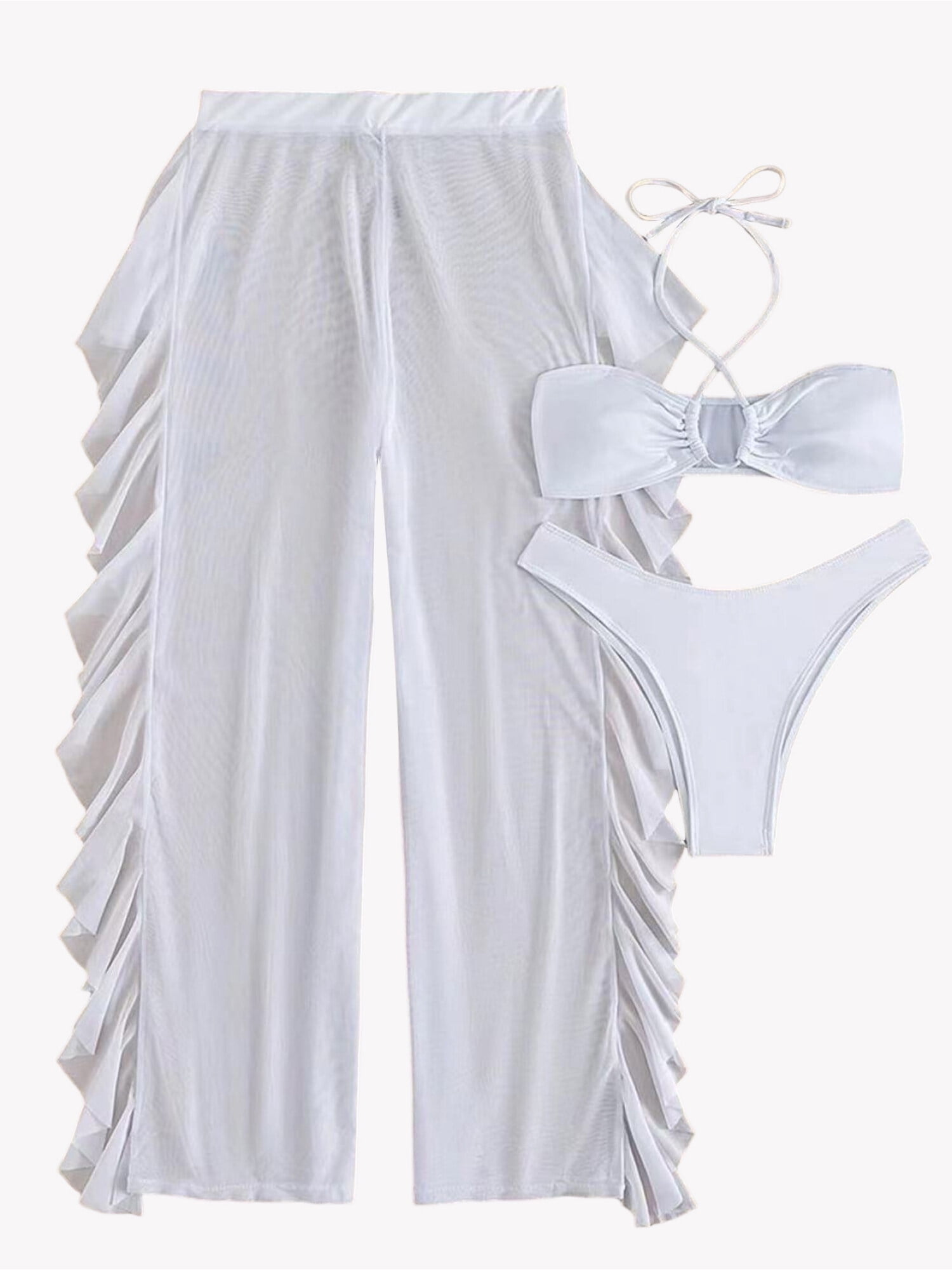 Huonawei 3pcs Swimsuit Set for Women Bikini Bathing Suit Halter ...