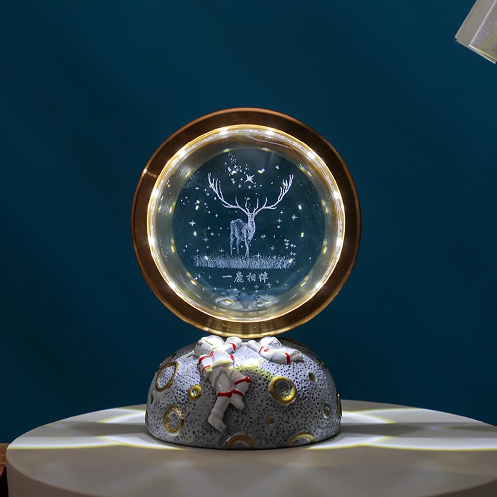 Astronaut Night Light 3D Carved Design Bedside Lamp Crystal Ambient ...