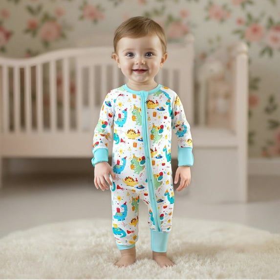 Huowey Baby Boy Outfits Baby Dinosaur Bodysuit One-Piece Long Sleeve ...