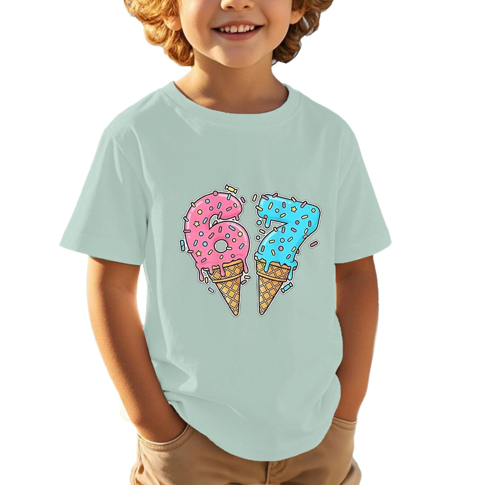 Huowey Boys Trendy T Shirt Casual Short Sleeve Ice Cream Pattern Shirts ...