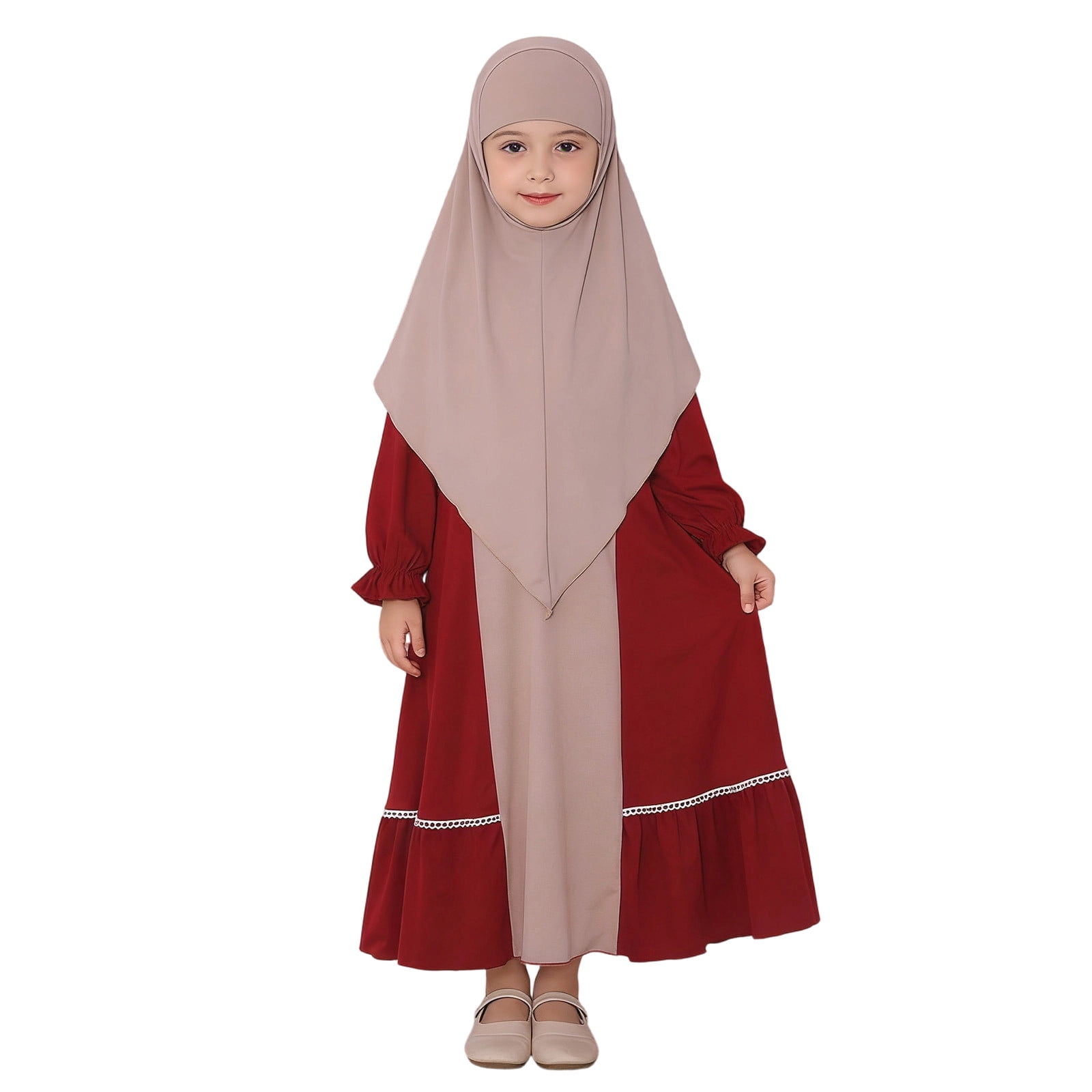 Huowey Girlls Robe Dress Set Trendy Floral Print Long Sleeve Round Neck ...
