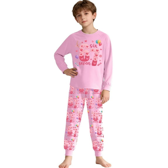 Huowey Girls Boys 67 Tracksuit Night Wear Long Sleeve Heart Graphic ...