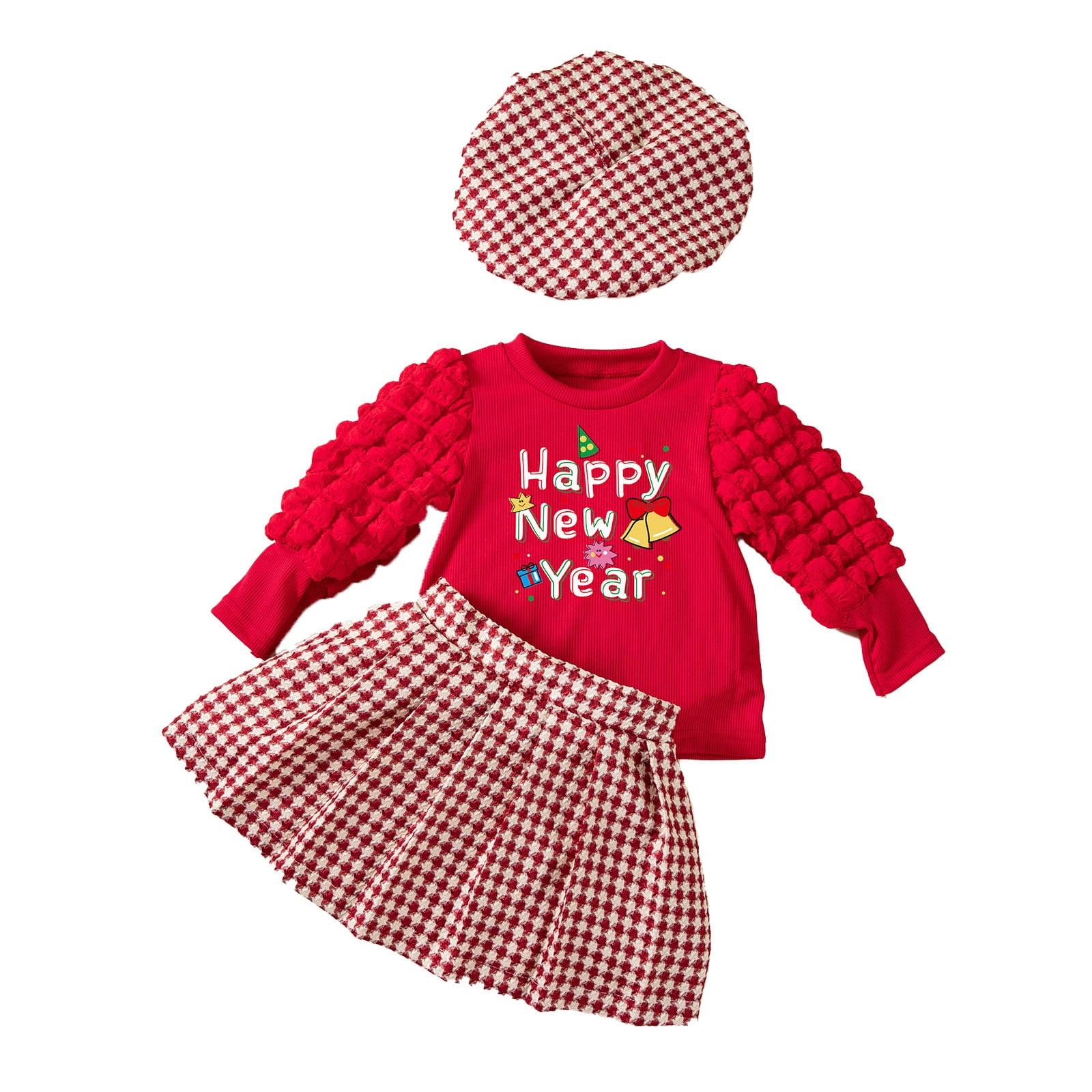 Huowey Girls Fall Outfit Christmas Clothing Set 3 Piece Puff Long ...