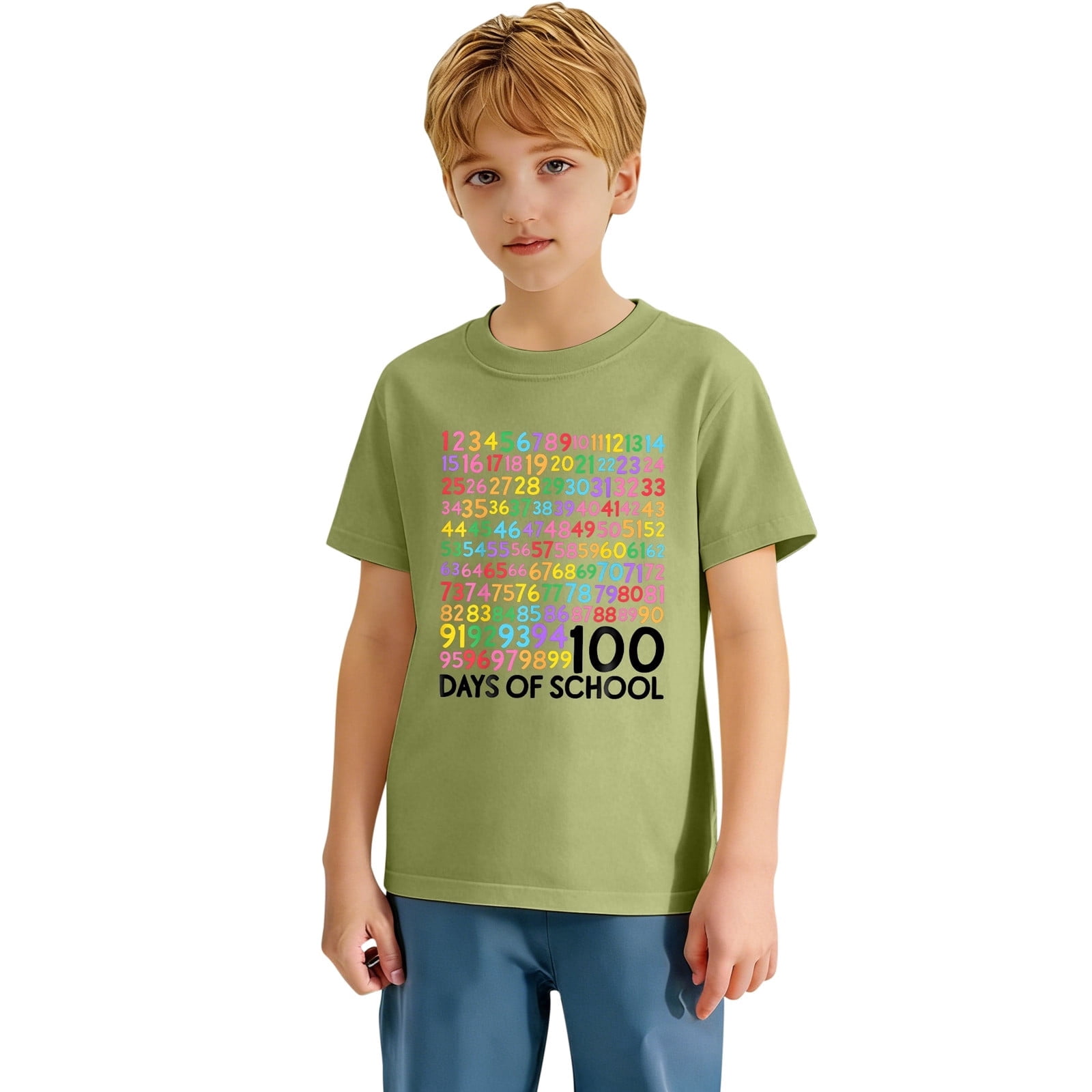 Huowey Girls Fashion Happy 100Th Day Of School Shirts Letter Print ...
